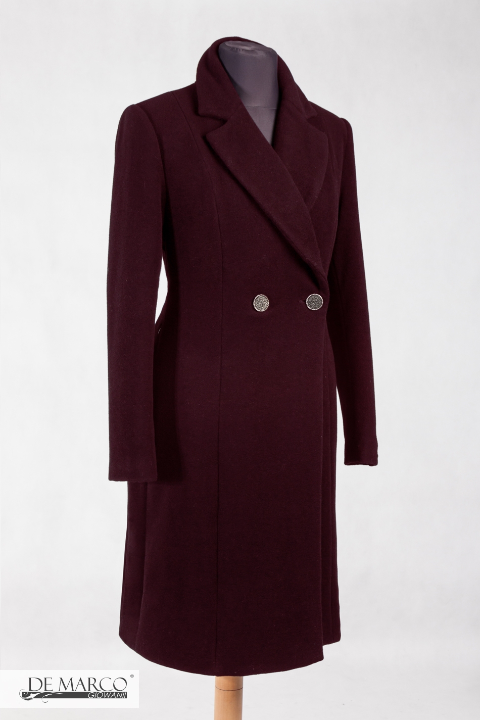 Modny, elegancki, bordowy płaszczyk S1