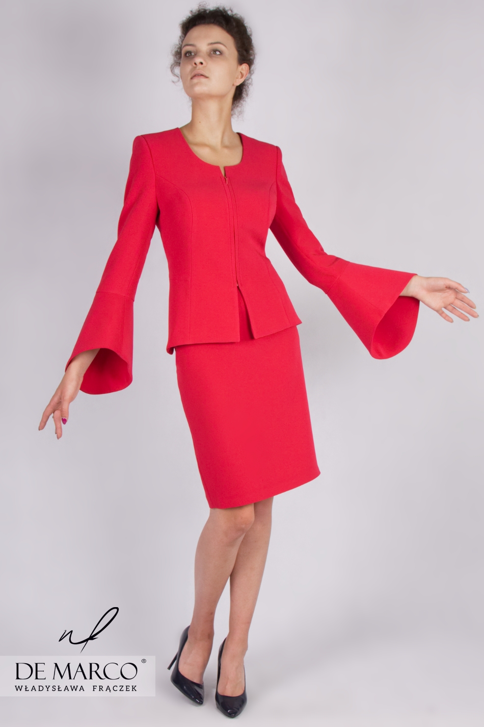 A representative costume in red Noemi II, Business suits from De Marco