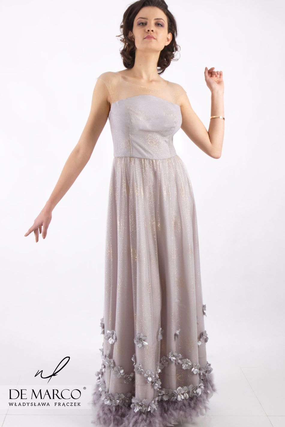 Silver evening dress Danae, Exclusive creation 2020, online store